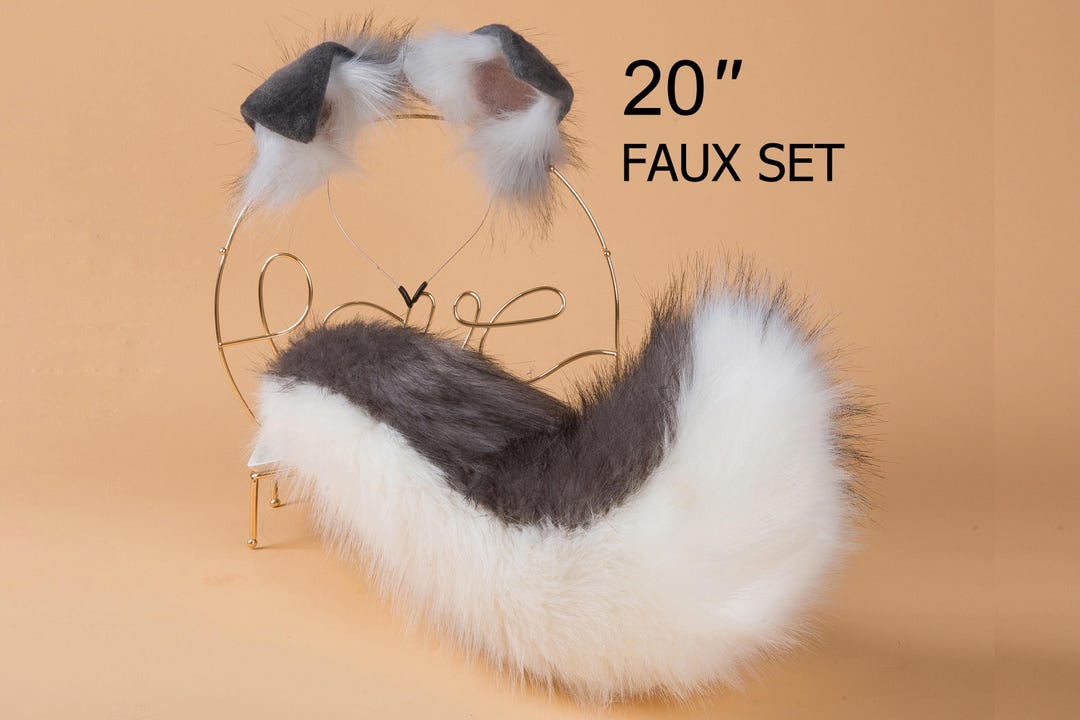 Realistic Faux Fur Puppy Tail and Ear Set Shiba Inu Dog Tail and Ears ...