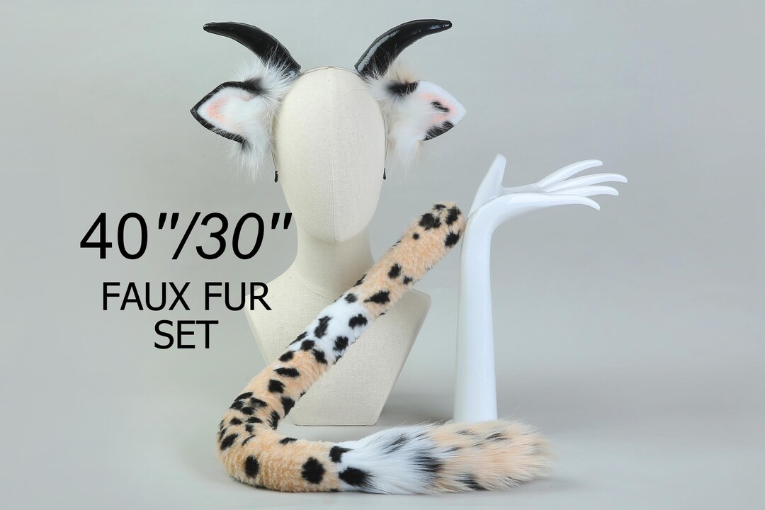 Realistic Faux Fur Cow Tail and Ear Set Cow Ear and Tail Set Cattle ...