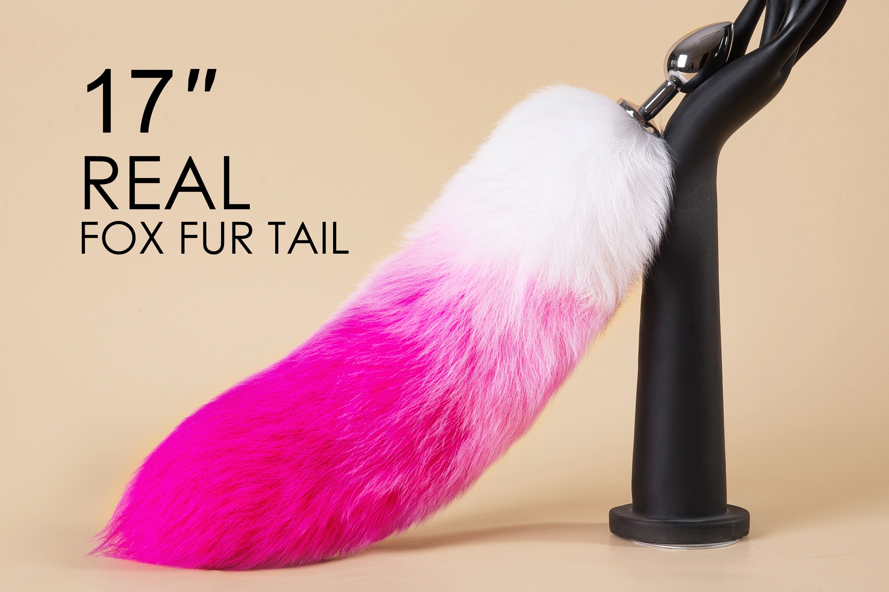 Pink white real fur fox tail butt plug wolf tail plug sex toy | Etsy