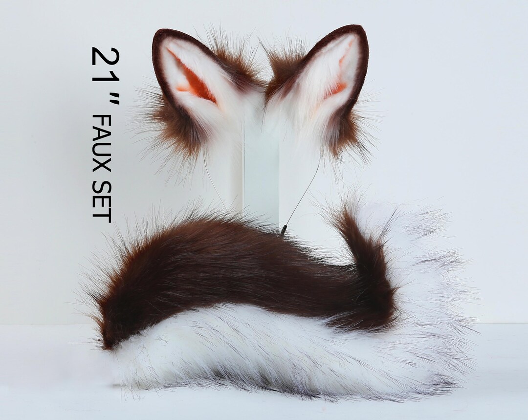 Realistic Faux Fur Puppy Tail and Ear Set Shiba Inu Dog Tail and Ears ...