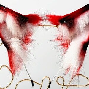 Red Faux Fur Dragon Tail and Ear Set Anime Cosplay Fluffy Tipped Dragon ...