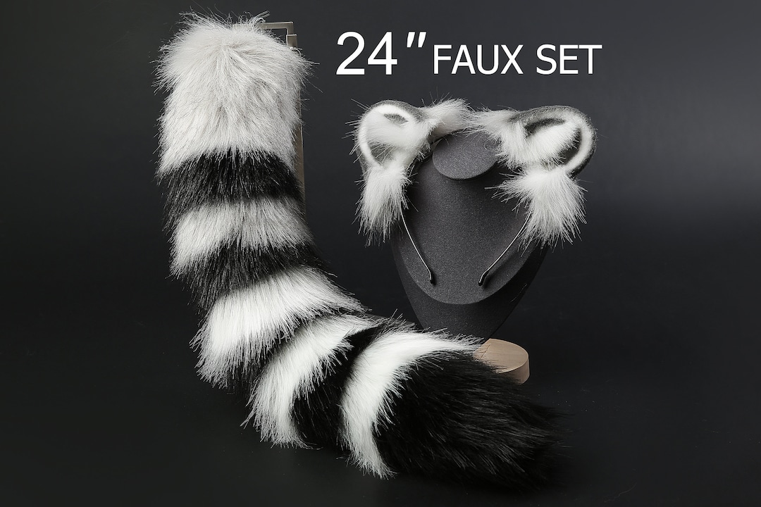 Faux Fur Raccoon Ear and Tail Plug Set Tiger Ear and Tail Plug Set ...