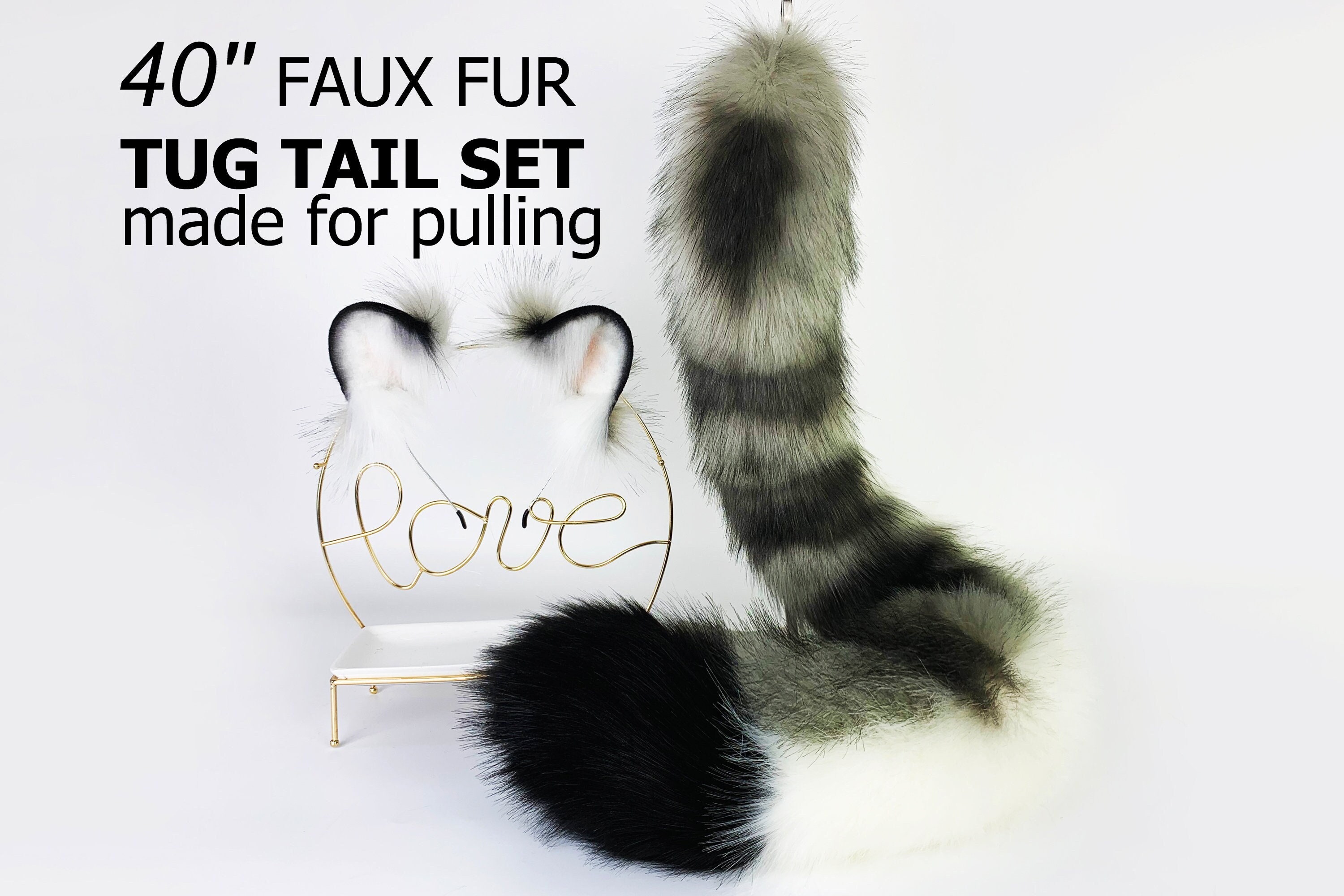 Realistic Faux Fur Snow Leopard Ear and Tail Set Anime Cosplay Tail and ...