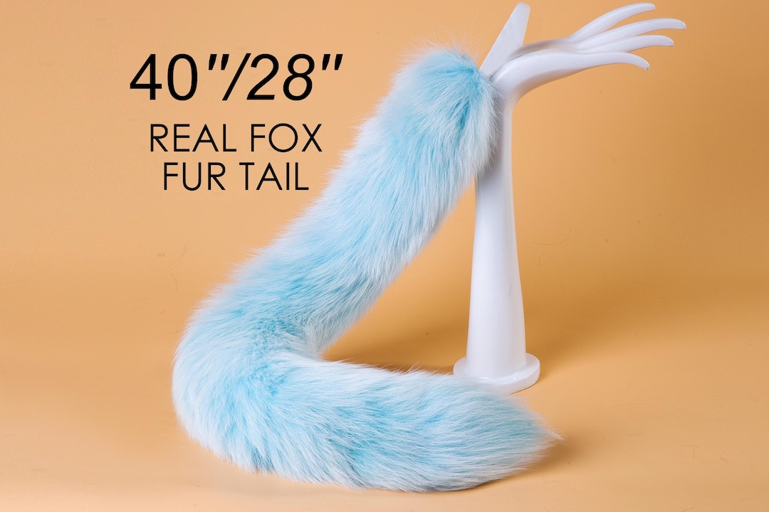 Aliriga Real Fur Fox Tail Cosplay Blue Fox Fur Fox Tail Long Wolf Tail ...