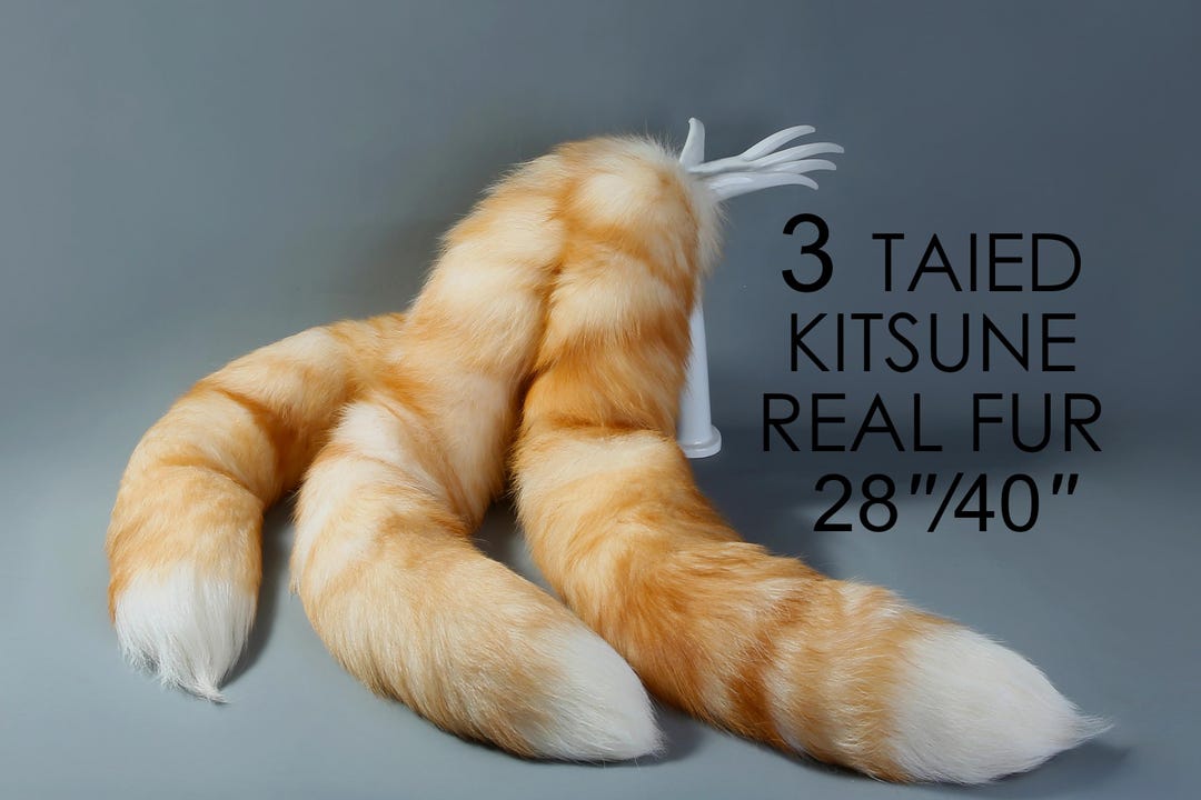 Real Fur 3 Tailed Kitsune Fox Tail 3 Tailed KITSUNE Tail Cosplay Anime ...