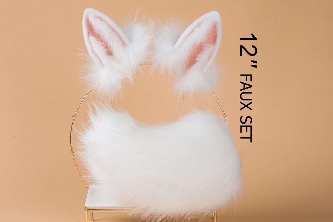 White Bunny Tail and Ear Set Rabbit Ear and Tail Set Bunny Ears Tail ...