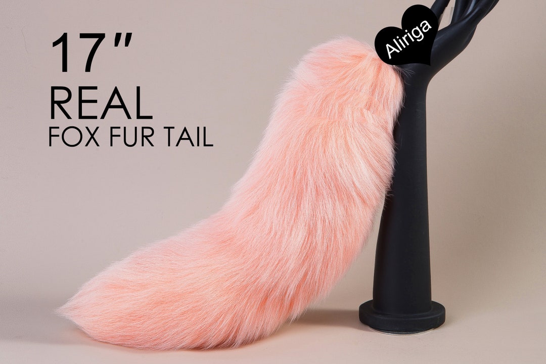 Aliriga Real Fur Fox Tail Cosplay Pink Fox Fur Fox Tail Short Wolf Tail ...