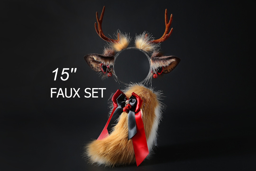 Realistic Faux Fur Deer Tail and Ear Animal Ear Realistic Antler Ears ...