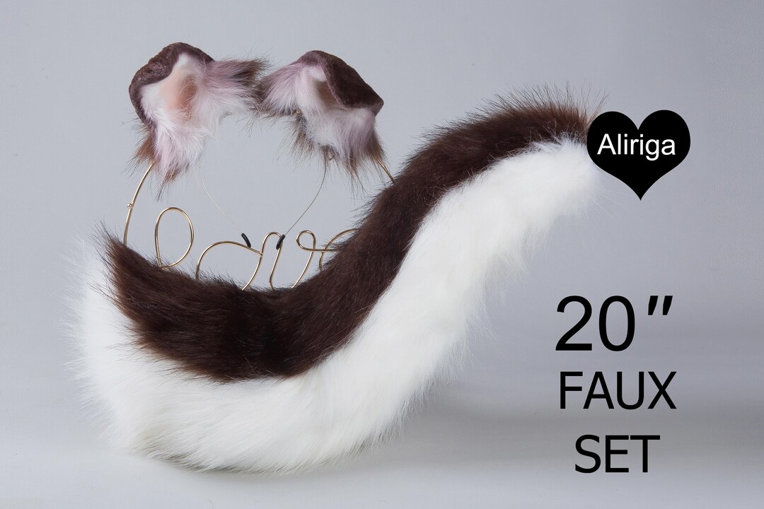 Realistic Faux Fur Puppy Tail and Ear Set Shiba Inu Dog Tail and Ears ...