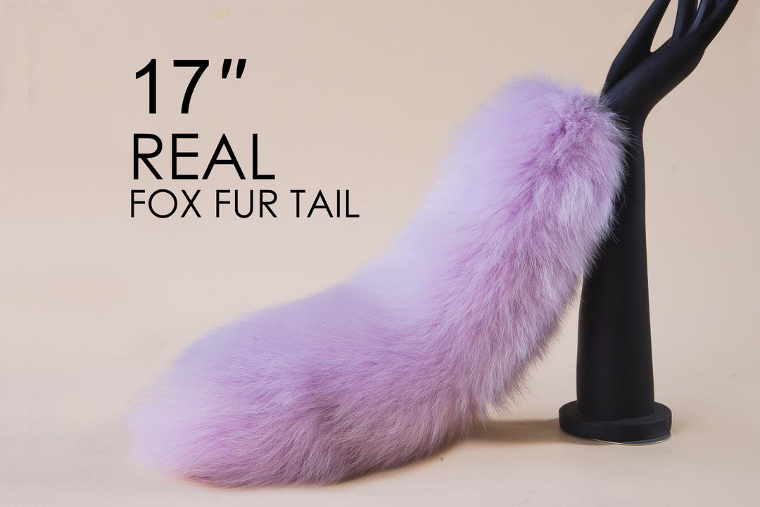 Aliriga Real Fur Fox Tail Cosplay Light Purple Fox Fur Fox Tail Short ...