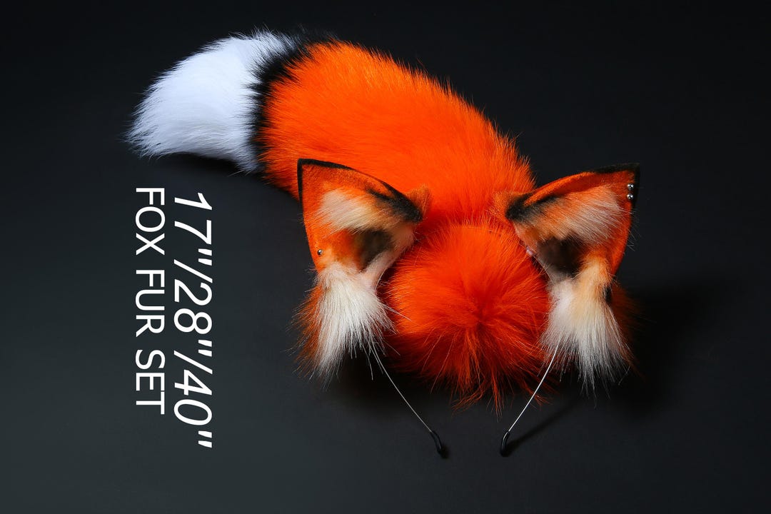 Red Fox Tail and Ear Set Fox Ear and Tail Cosplay Wolf Tail and Ear Cat ...