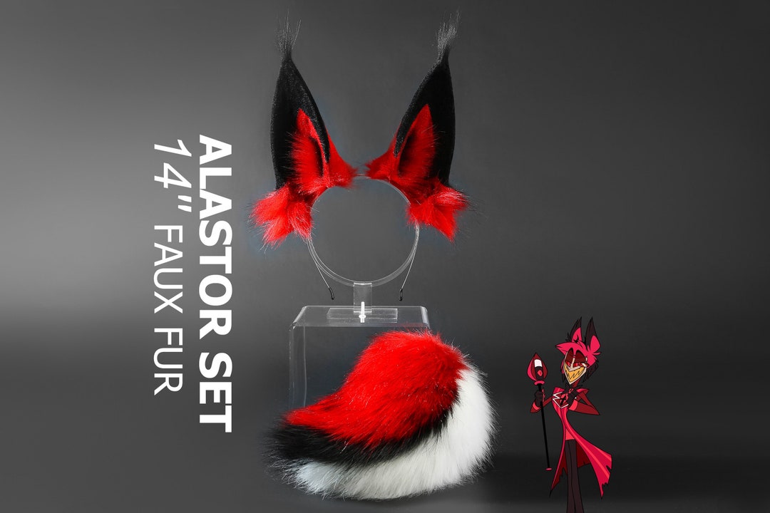 Faux Fur Alastor Ears Hazbin Hotel Alastor Tail - Alastor Ears and Tail ...