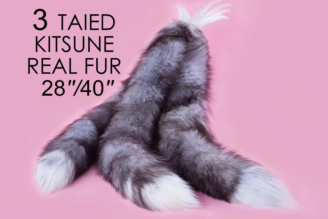 Real Fur 3 Tailed Kitsune Fox Tail 3 Tailed KITSUNE Tail Cosplay Anime ...