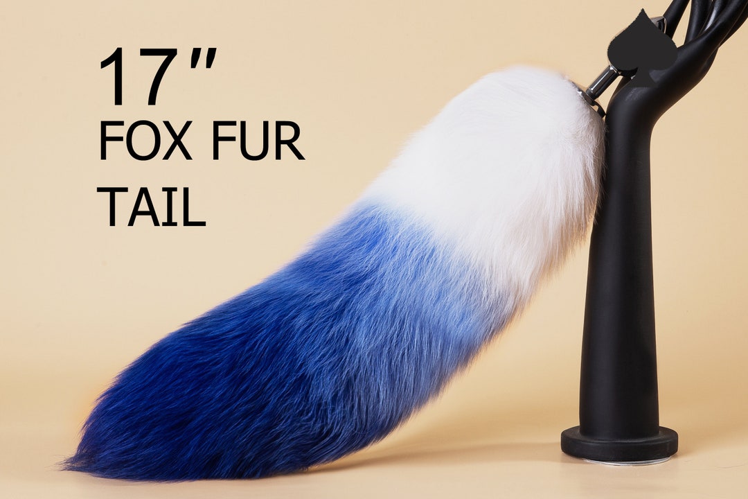 Blue White Fox Fur Tail Plug Fox Tail Plug Wolf Tail Butt - Etsy