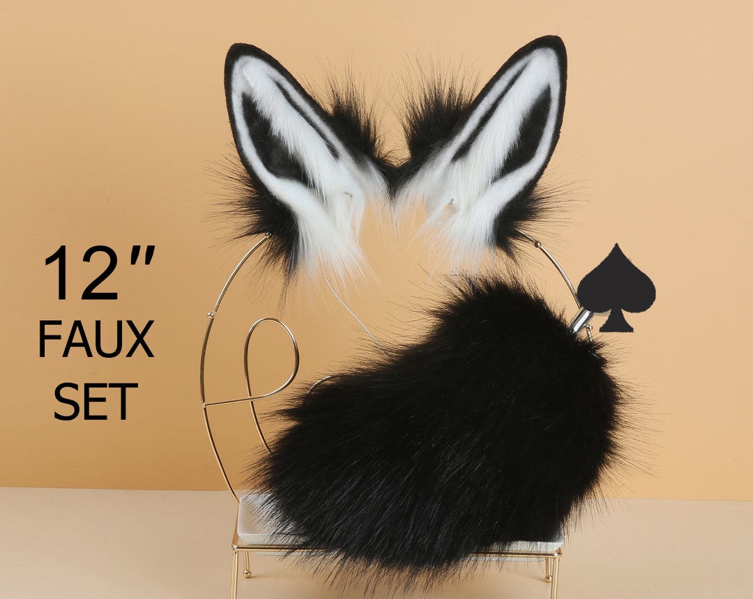 Black Bunny Tail Plug and Ear Set Bunny Tail Butt Plug Tail and Ear ...