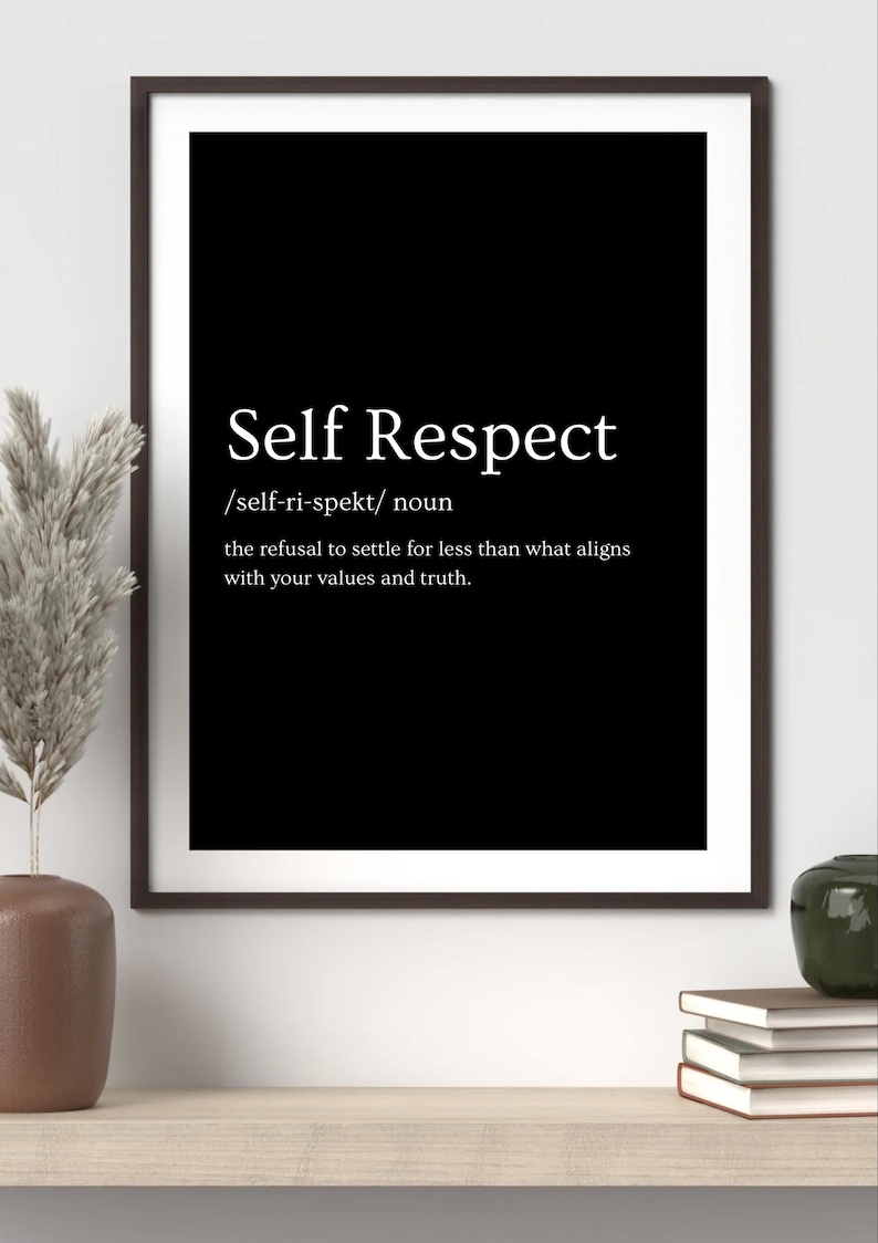 Self Respect Definition Print | Minimalist Typography Wall Art ...