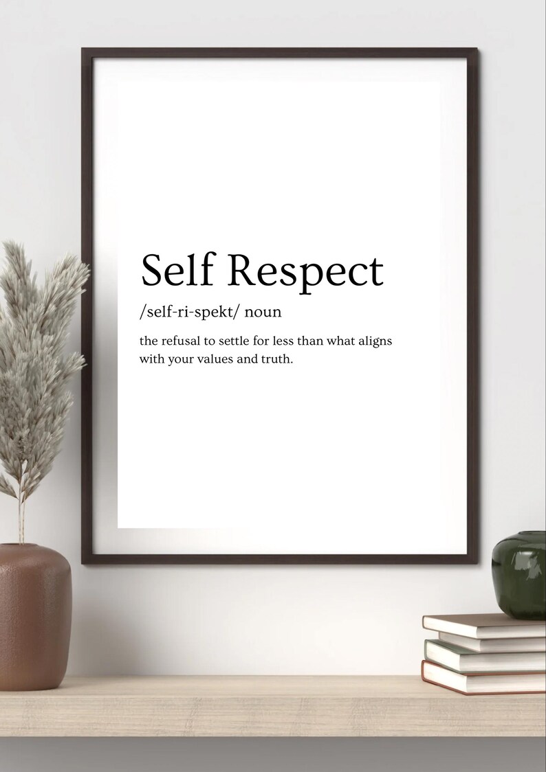 Self Respect Definition Print | Minimalist Typography Wall Art ...