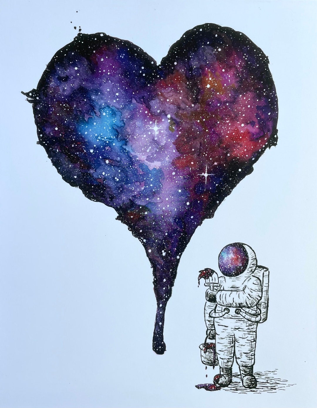 Astronaut Painting Heart Nebula 8x10 Print: Space Art for Kids - Etsy