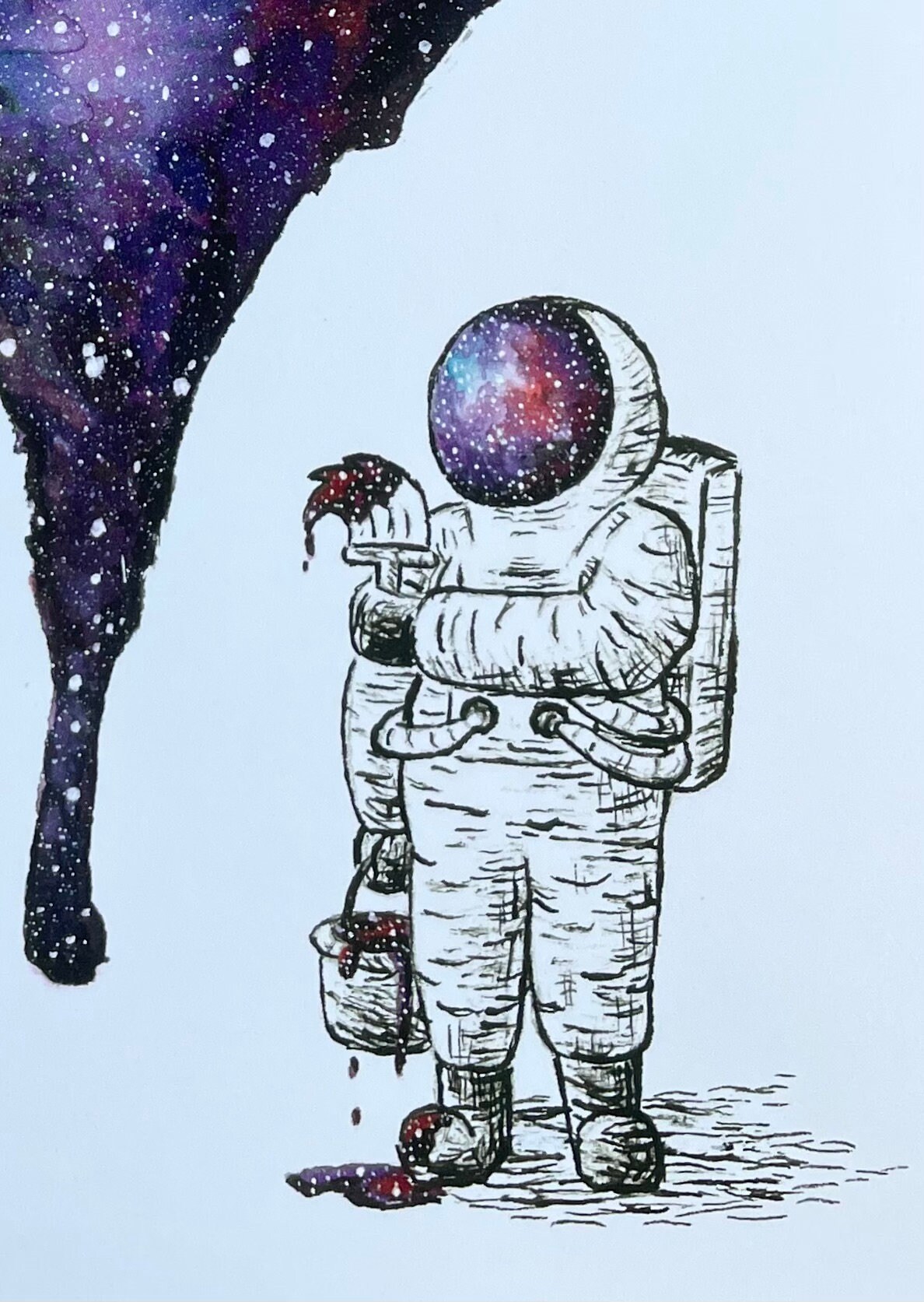 Astronaut Painting Heart Nebula 8x10 Print: Space Art for Kids - Etsy
