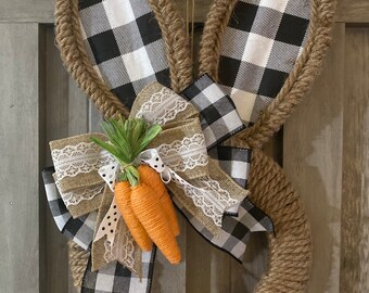 Bunny Shaped Metal Wreath Form Easter Decoration Frame DIY Wreath Deco ...