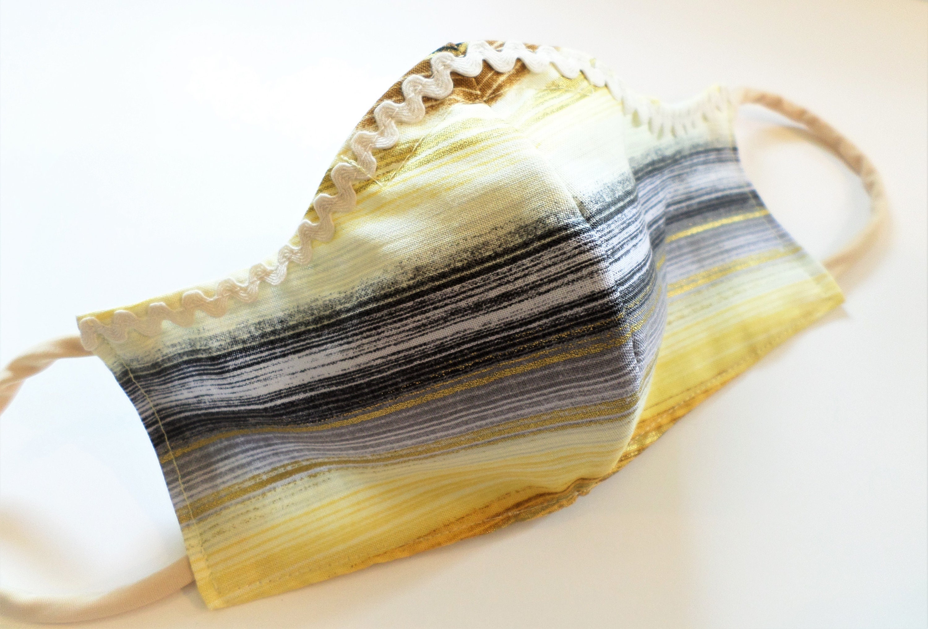 Fancy Embellished Striped Face Mask Gold Creme Yellow - Etsy