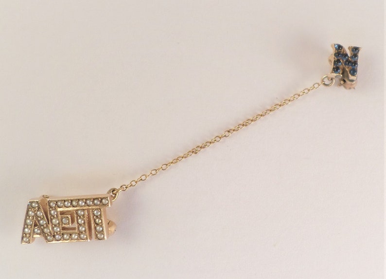 Alpha Epsilon Pi Pin, 10K Gold Two-part Aepi Pearl Lapel Pin, Authentic ...