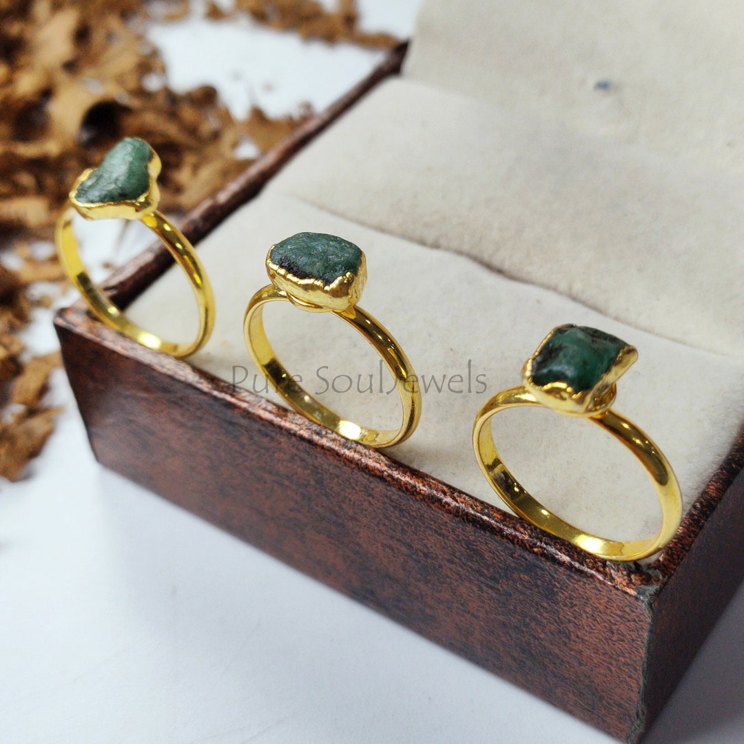 Roher Smaragd Ring: Galvanisierter Kupfer Mai Geburtsstein Ring - Etsy.de