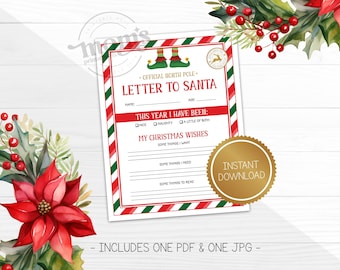 Letter to Santa, Christmas Wish List, Christmas Printable Activity for ...