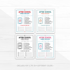 After School Screen Time Rules, Screen Time Checklist, Screen Time ...
