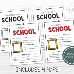 First and Last Day of School Kids Printable, Back to School, Digital ...