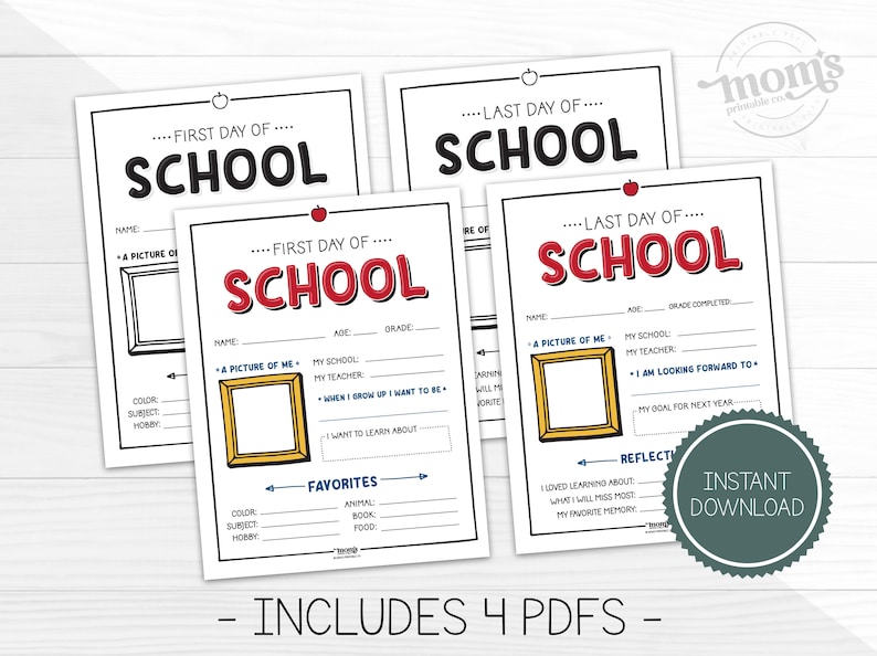 First and Last Day of School Kids Printable, Back to School, Digital ...