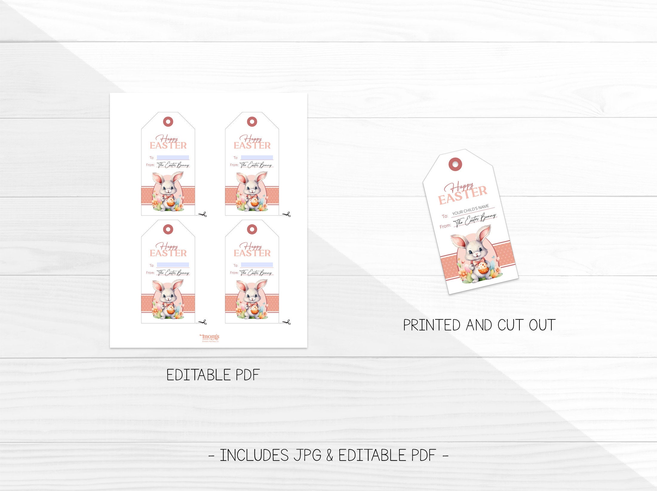 Pink Easter Basket Gift Tags From the Easter Bunny, Printable Kids ...