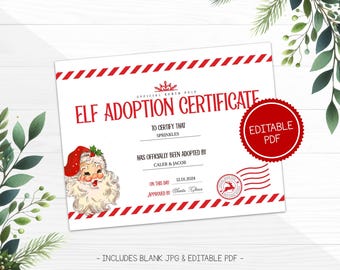 Official Elf Adoption Certificate, Christmas Printable Activity for ...