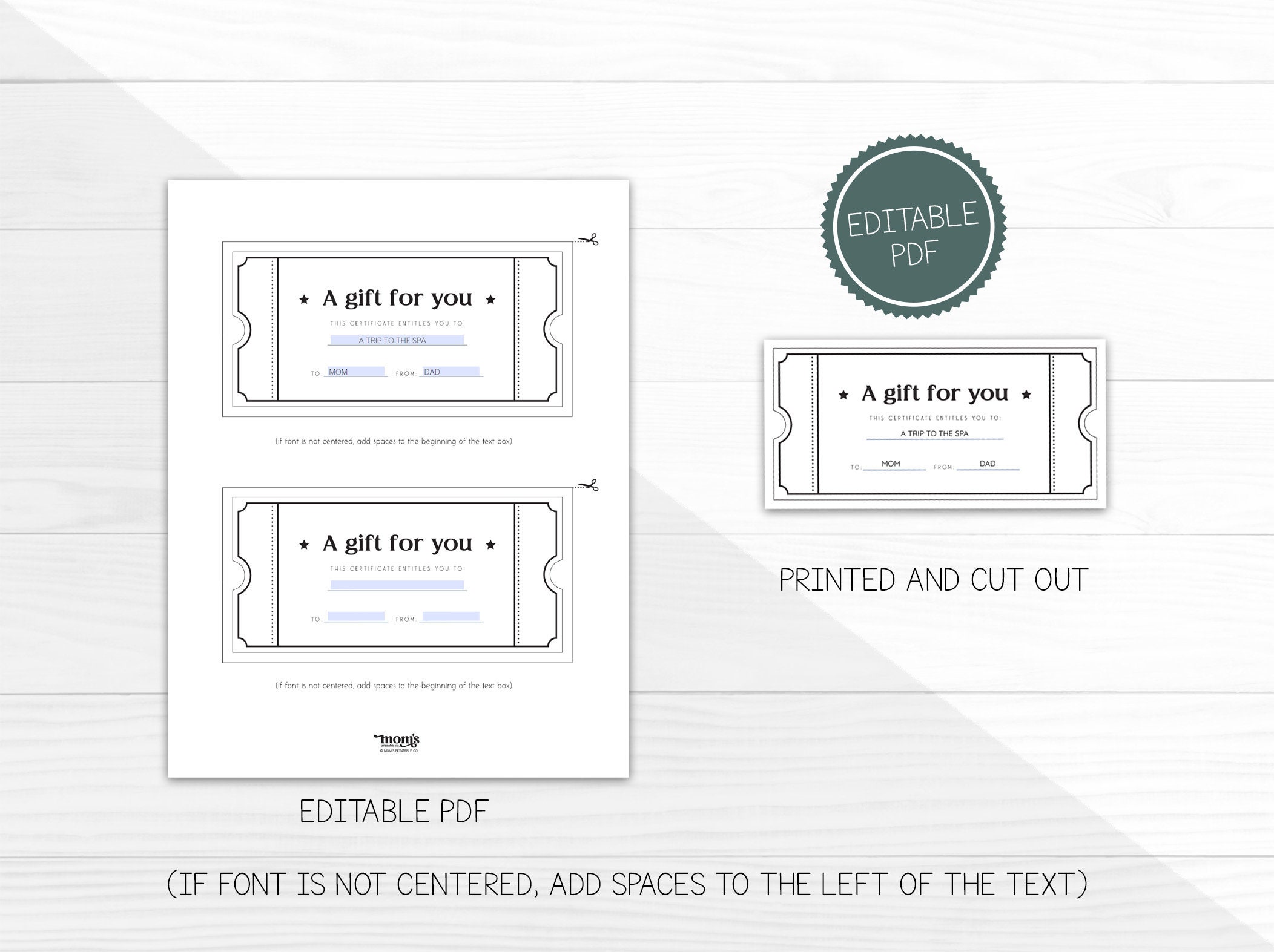 Gift Certificate Template, Gift an Experience, Birthday Printable ...