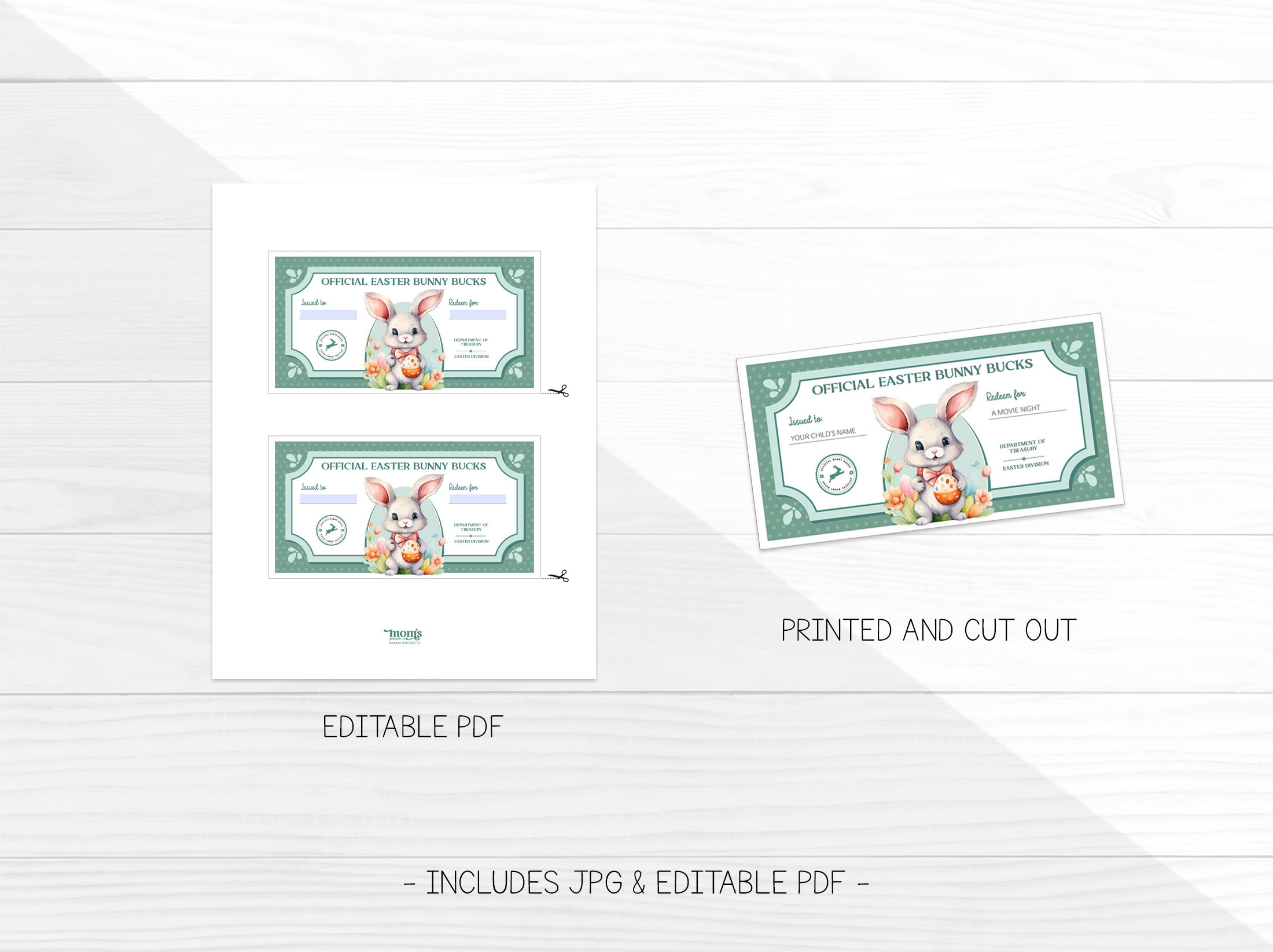 Easter Bunny Bucks for Kids, Printable Kids Easter Certificate, Gift an ...