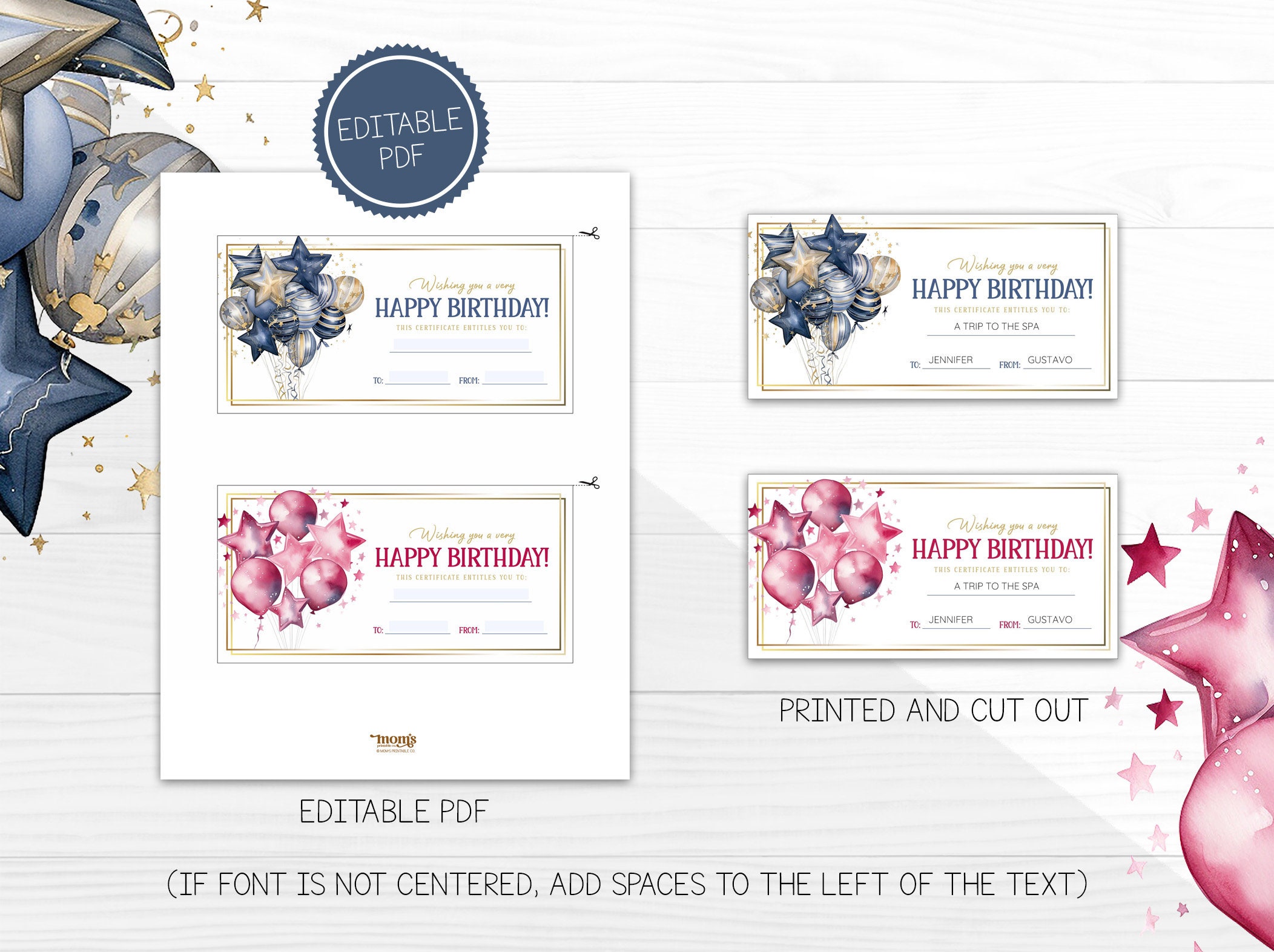 Birthday Gift Certificate Template, Voucher Template, Printable Gift ...