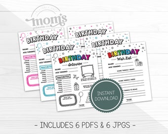 Kids Birthday Interview, Printable Birthday Questionnaire, Birthday ...