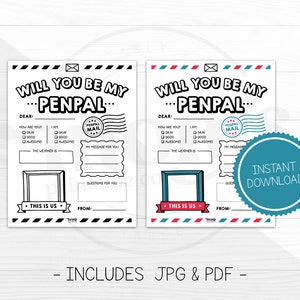 Penpal Letter Printable for Kids, Pen Pal Letter for Kids Activities ...