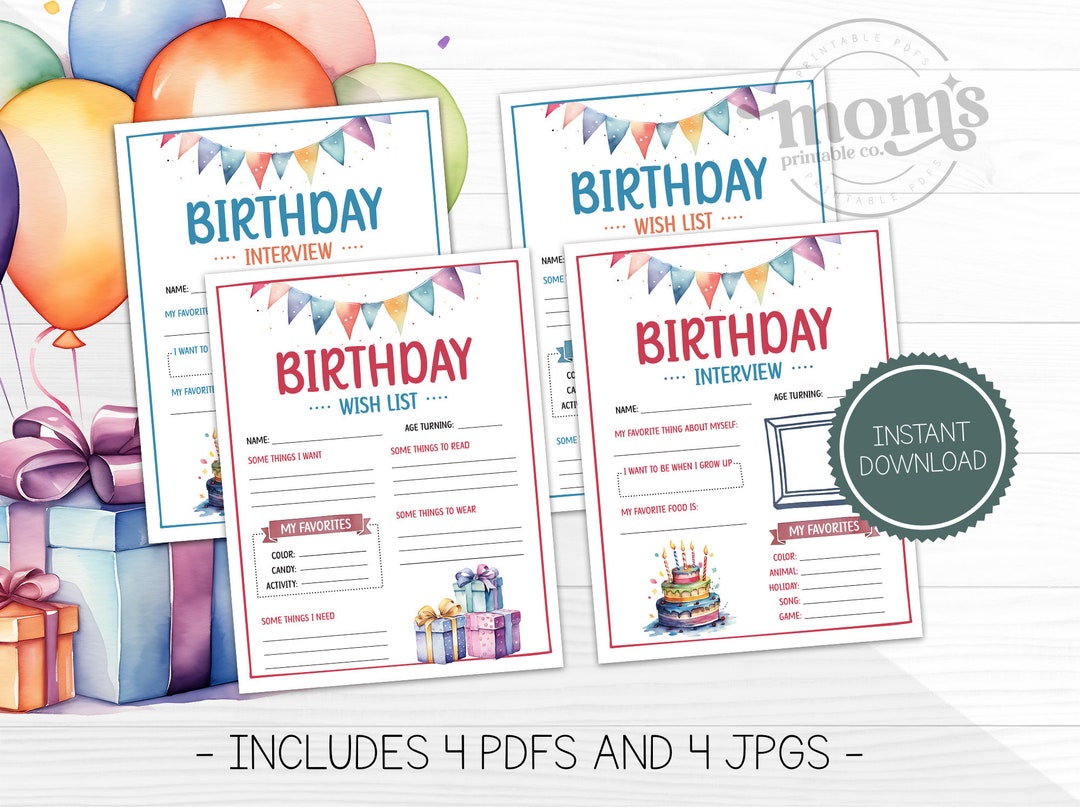 Kids Birthday Interview, Printable Birthday Questionnaire, Birthday ...