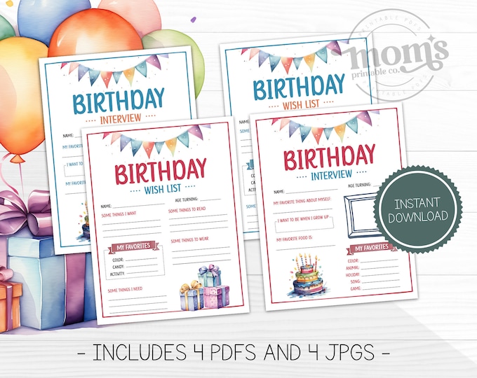 Kids Birthday Interview, Printable Birthday Questionnaire, Birthday ...