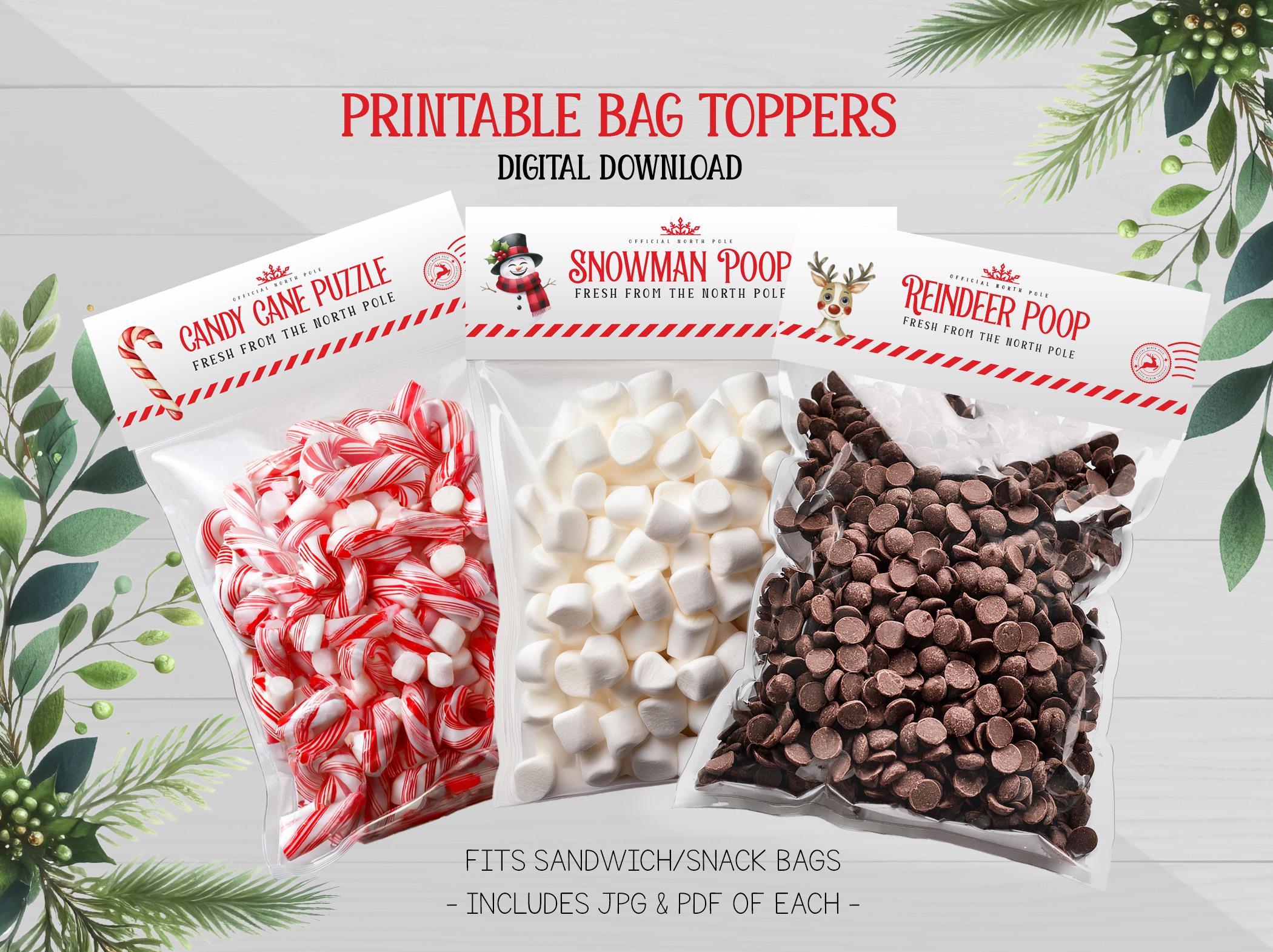 Bag Toppers for Reindeer Poop, Snowman Poop, Candy Cane Puzzle, Elf ...