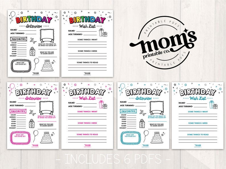 Kids Birthday Interview Printable Birthday Questionnaire - Etsy