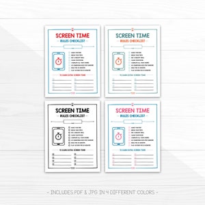 Screen Time Rules, Screen Time Checklist, Screen Time Chore Chart ...