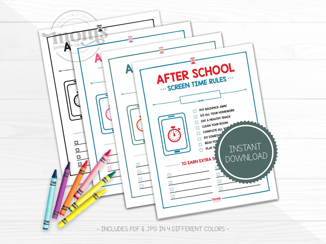 After School Screen Time Rules, Screen Time Checklist, Screen Time ...