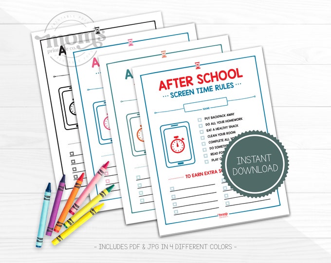 After School Screen Time Rules, Screen Time Checklist, Screen Time ...