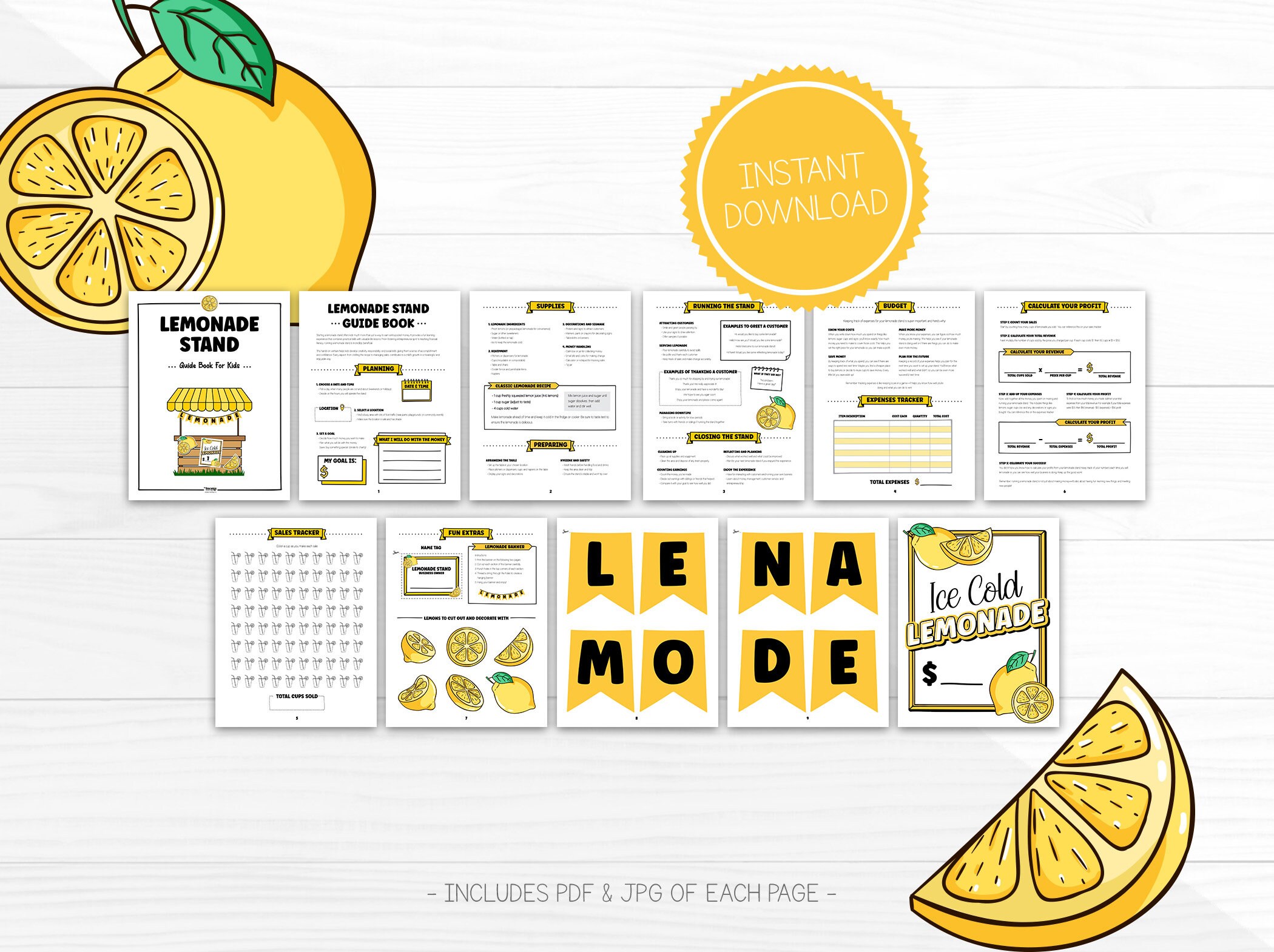 Kids Lemonade Stand Bundle Kit, Budget Planner for Kids, Kids Summer ...