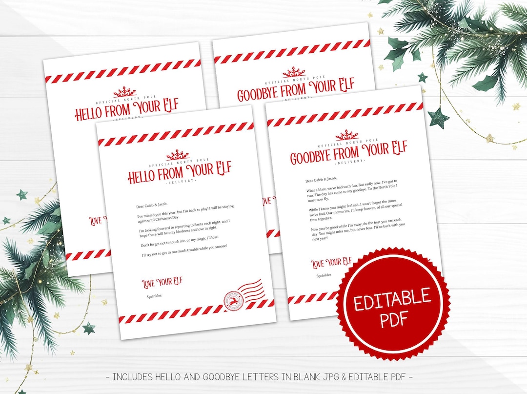Editable Elf Letter, Elf Arrival Letter, Elf Return Letter, Elf I'm ...