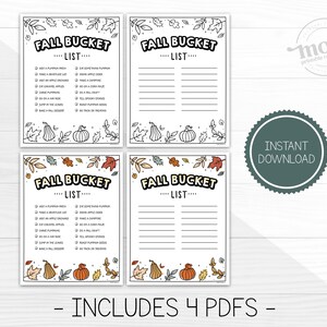 Fall Bucket List Printable for Kids, Autumn Activities Checklist, Fall ...