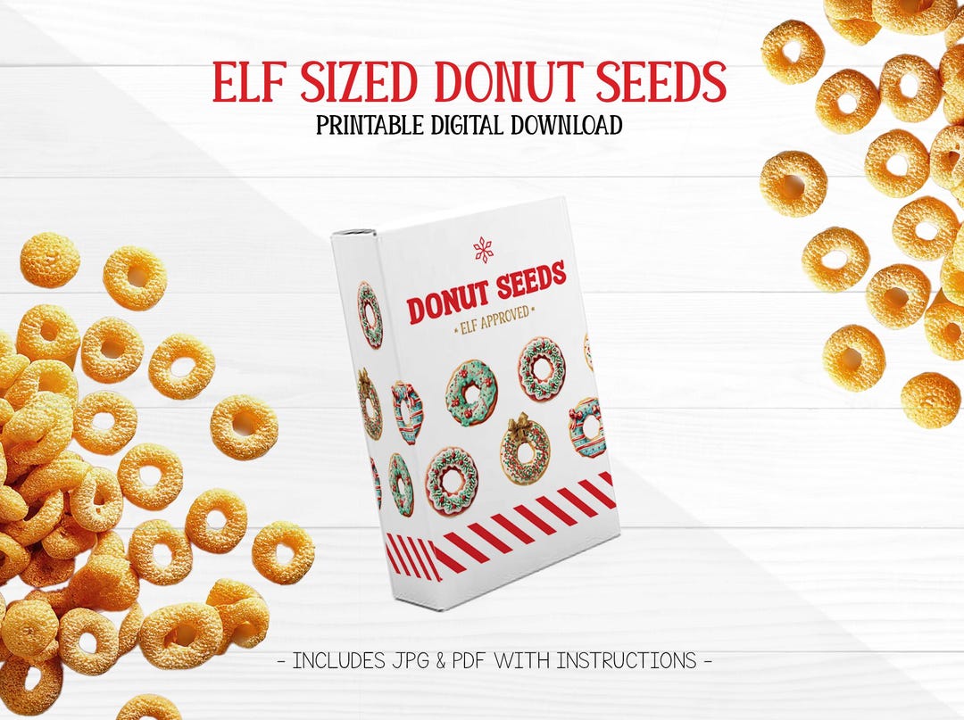 Elf Donut Seeds Printable, Funny Elf Activity, Christmas Printable ...