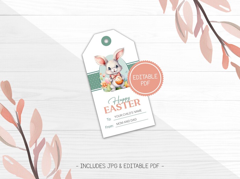 Easter Basket Gift Tags, Printable Kids Easter Basket Tags, Printable ...